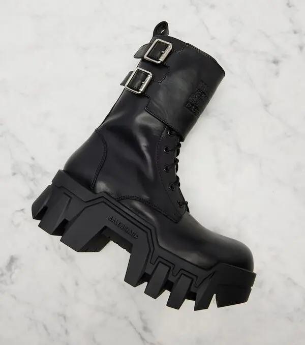 Balenciaga Bulldozer 25 Leather Platform Combat Boots