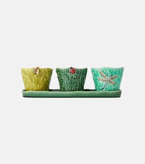 BORDALLO PINHEIRO Jardim De Insetos Set Of 3 Ceramic Cups - Multicoloured