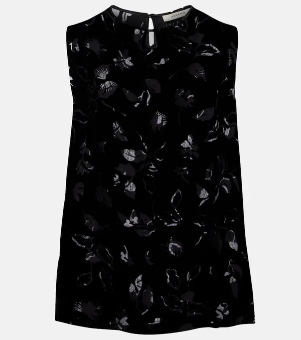 Asceno Trento Devoré Velvet Top - Black