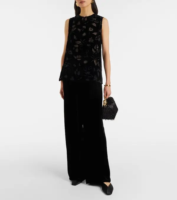 Asceno Trento Devoré Velvet Top - Black