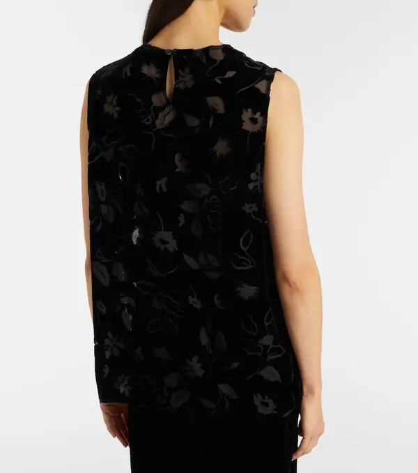 Asceno Trento Devoré Velvet Top - Black