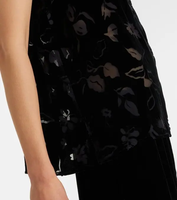 Asceno Trento Devoré Velvet Top - Black