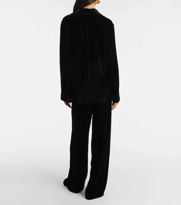 Asceno Austin Velvet Wide-leg Pants - Black
