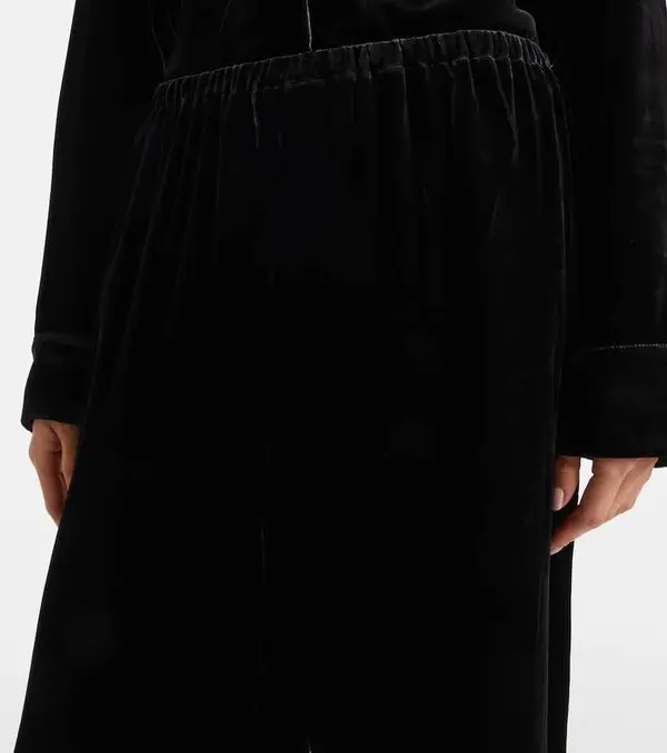 Asceno Austin Velvet Wide-leg Pants - Black
