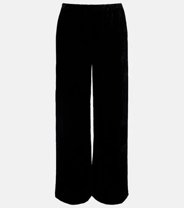 Asceno Austin Velvet Wide-leg Pants - Black