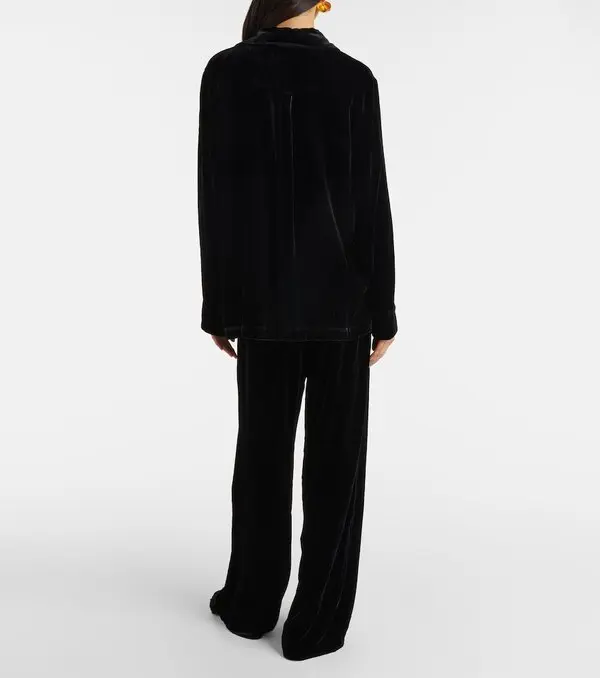 Asceno Austin Velvet Wide-leg Pants - Black