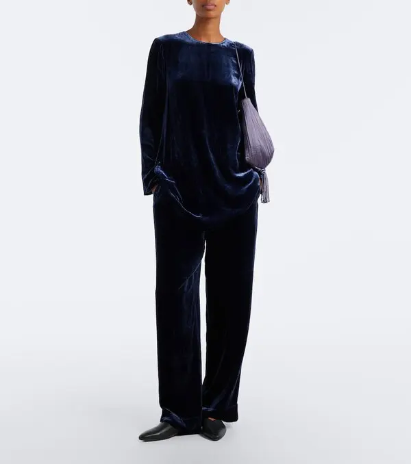 Asceno Larissa Velvet Minidress - Blue