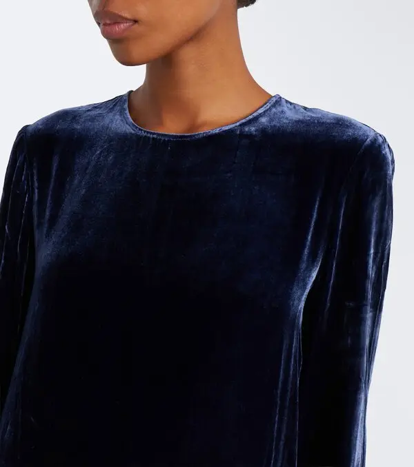 Asceno Larissa Velvet Minidress - Blue