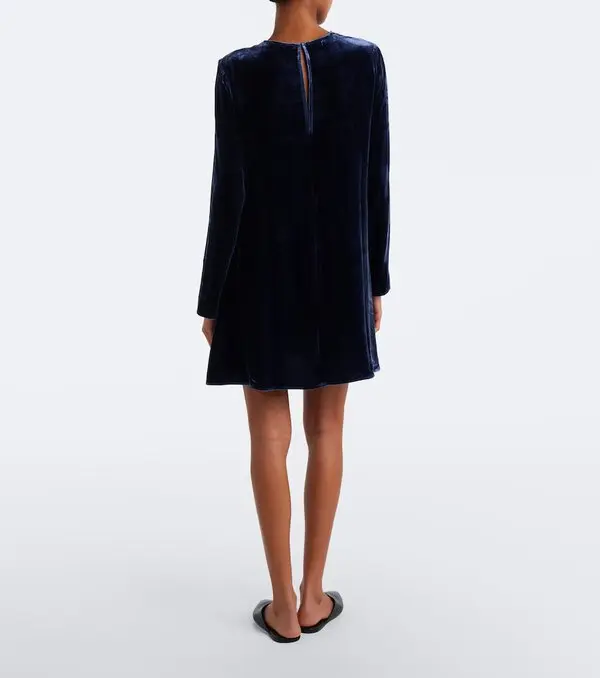 Asceno Larissa Velvet Minidress - Blue