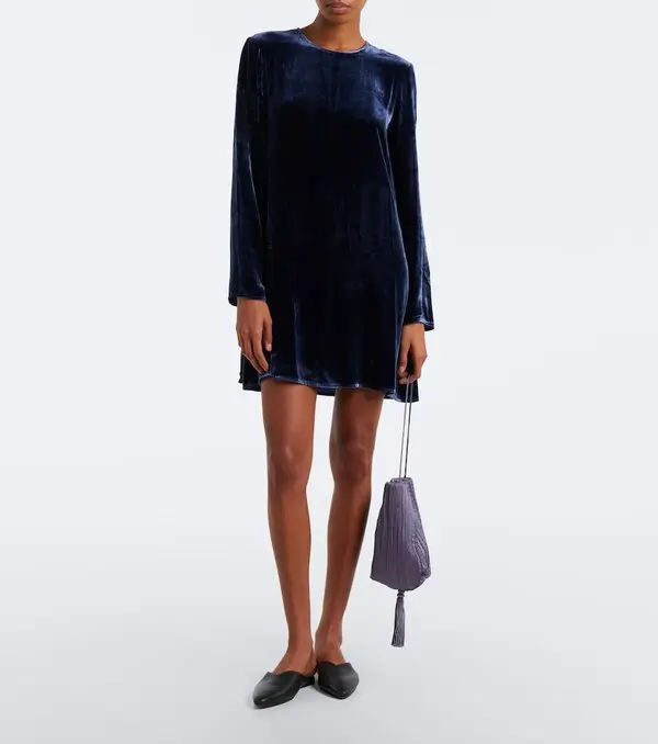 Asceno Larissa Velvet Minidress - Blue
