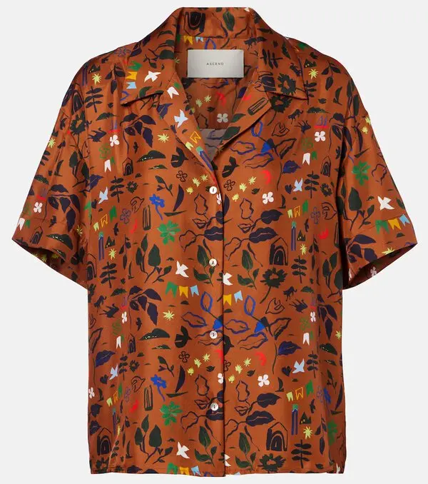 Asceno Prague Printed Silk Twill Shirt