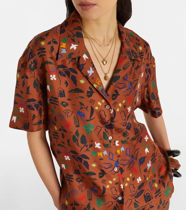 Asceno Prague Printed Silk Twill Shirt