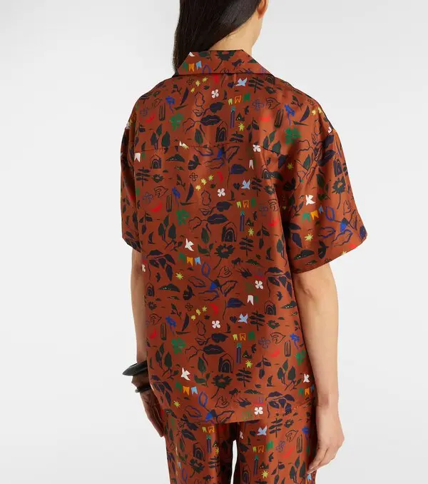 Asceno Prague Printed Silk Twill Shirt