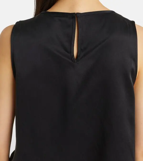 Asceno Sofia Silk Charmeuse Tank Top - Black
