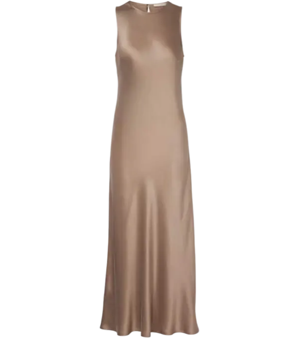 Asceno Valencia Silk Charmeuse Maxi Dress - Grey