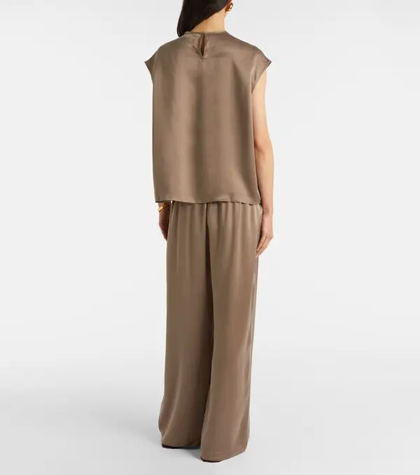 Asceno Isola Silk Charmeuse Wide-leg Pants - Grey