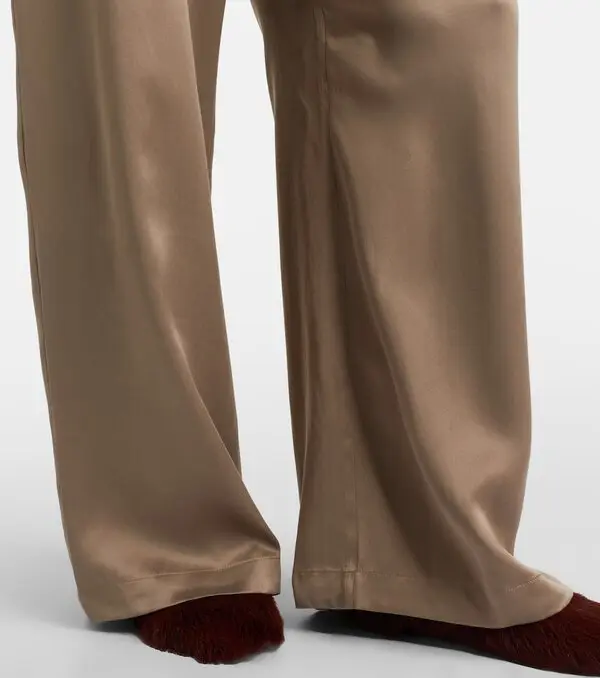 Asceno Isola Silk Charmeuse Wide-leg Pants - Grey