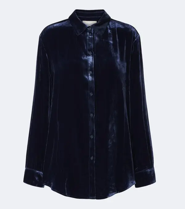 Asceno London Velvet Shirt - Blue