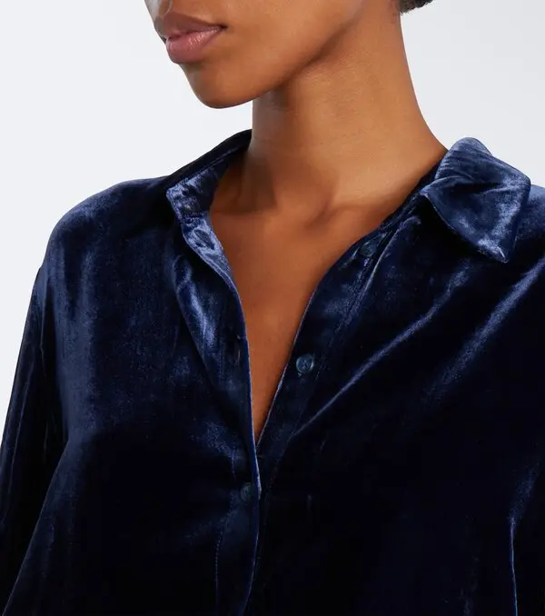 Asceno London Velvet Shirt - Blue