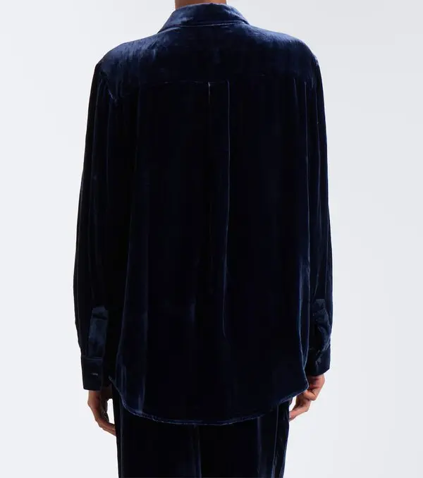 Asceno London Velvet Shirt - Blue