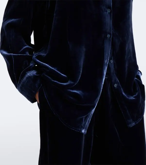 Asceno London Velvet Shirt - Blue