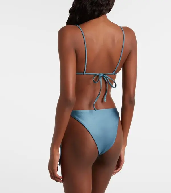 Jade Swim Via Metallic-effect Bikini Top - Blue