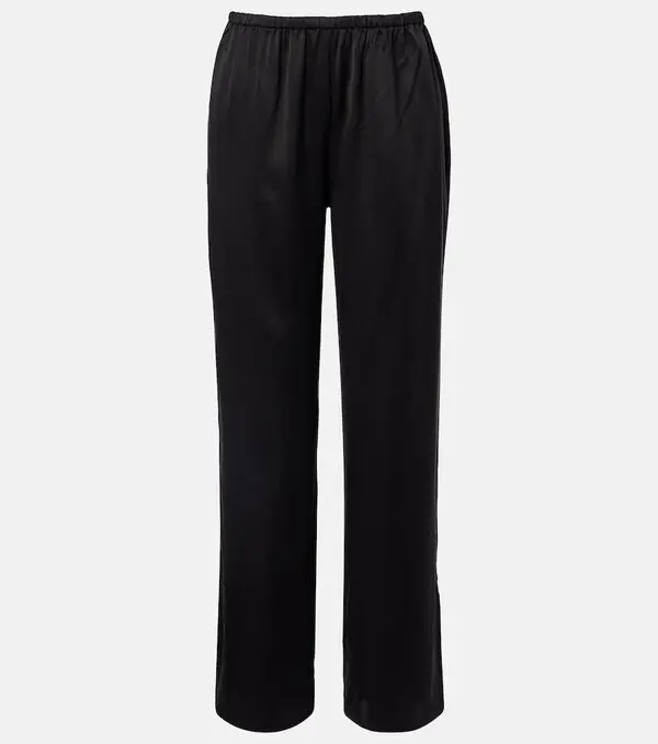 Asceno Loreto Silk Charmeuse Wide-leg Pants - Black