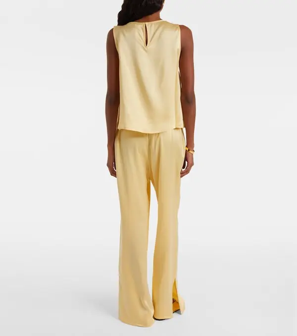 Asceno Loreto Silk Charmeuse Wide-leg Pants - Yellow