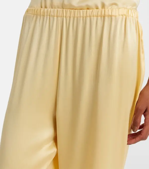 Asceno Loreto Silk Charmeuse Wide-leg Pants - Yellow