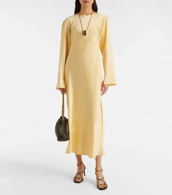 Asceno Salina Silk Charmeuse Midi Dress