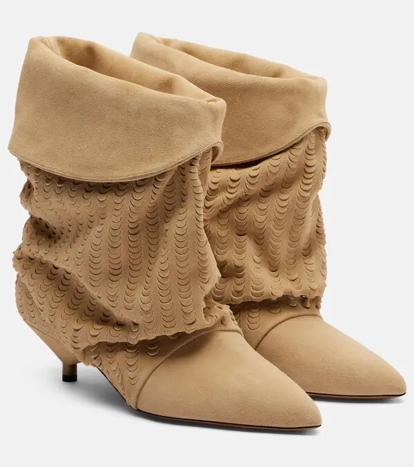 Isabel Marant Étoile Edrik 45 Perforated Suede Ankle Boots - Beige