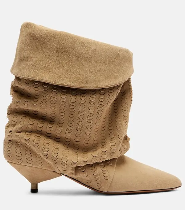 Isabel Marant Étoile Edrik 45 Perforated Suede Ankle Boots - Beige