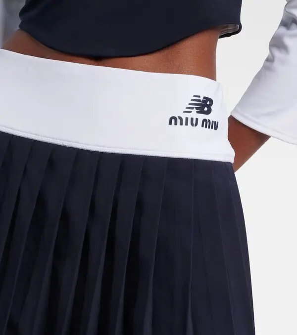 Miu Miu X New Balance Pleated Jersey Miniskirt - Blue