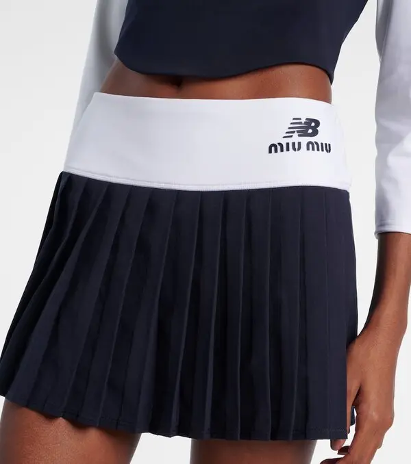 Miu Miu X New Balance Pleated Jersey Miniskirt - Blue