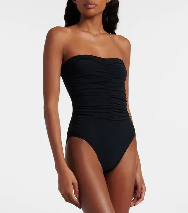 KARLA COLLETTO Basics Ruched Strapless Swimsuit - Black
