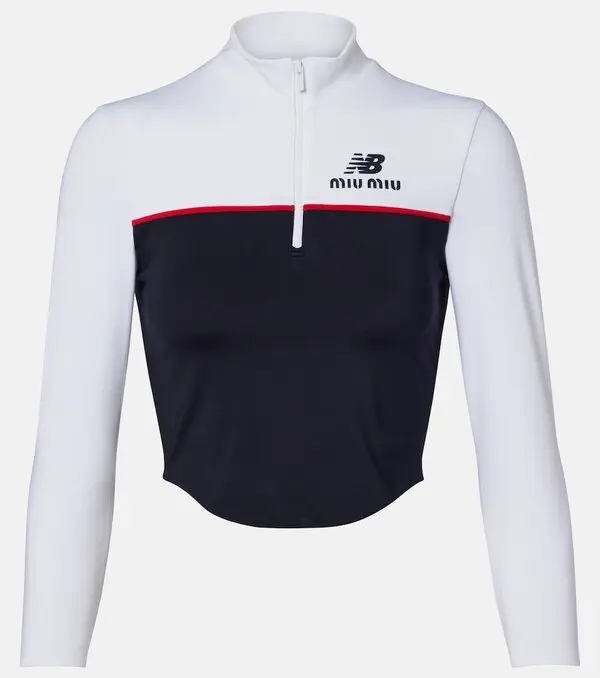 Miu Miu X New Balance Jersey Cropped Top - White