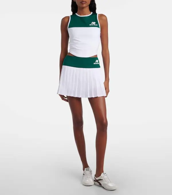 Miu Miu X New Balance Pleated Miniskirt - White
