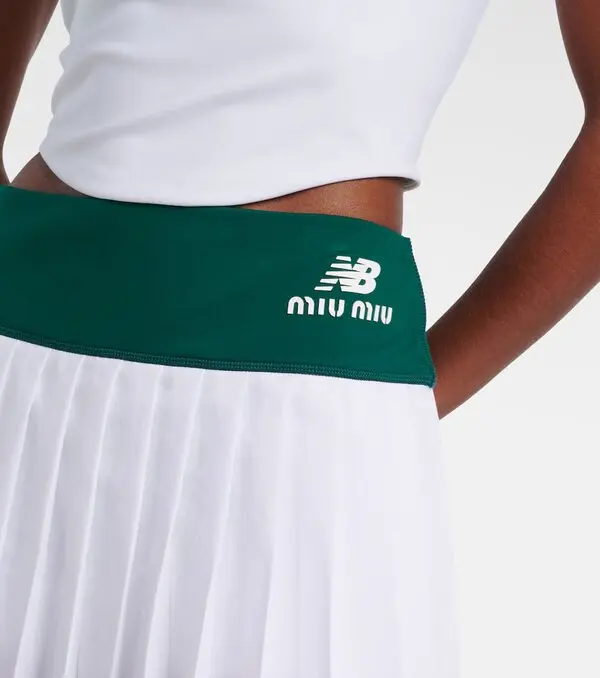 Miu Miu X New Balance Pleated Miniskirt - White