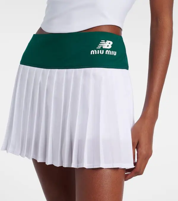 Miu Miu X New Balance Pleated Miniskirt - White