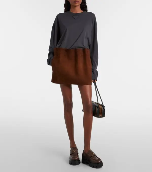 Prada Logo Leather Platform Loafers - Brown
