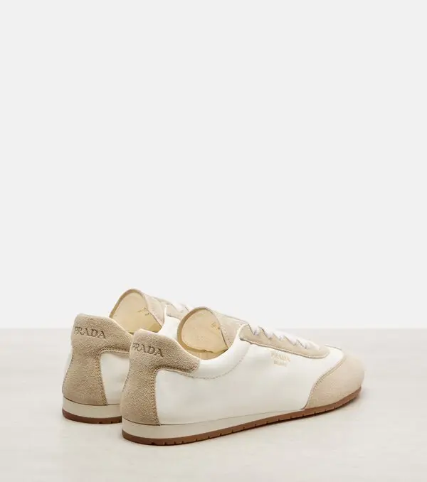 Prada Suede-trimmed Leather Sneakers