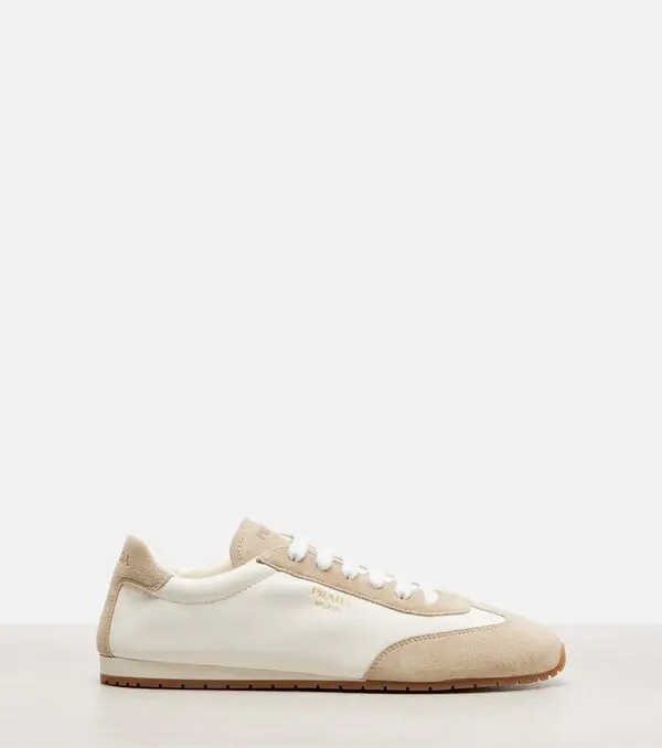 Prada Suede-trimmed Leather Sneakers