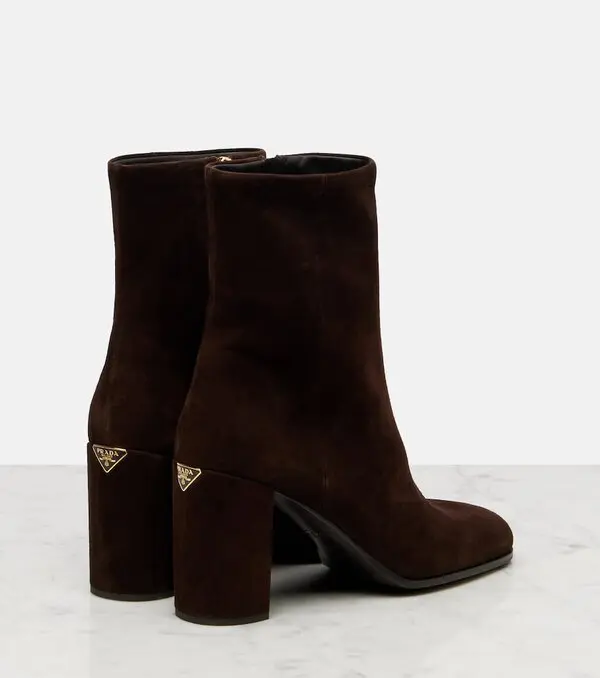 Prada Suede Ankle Boots - Brown