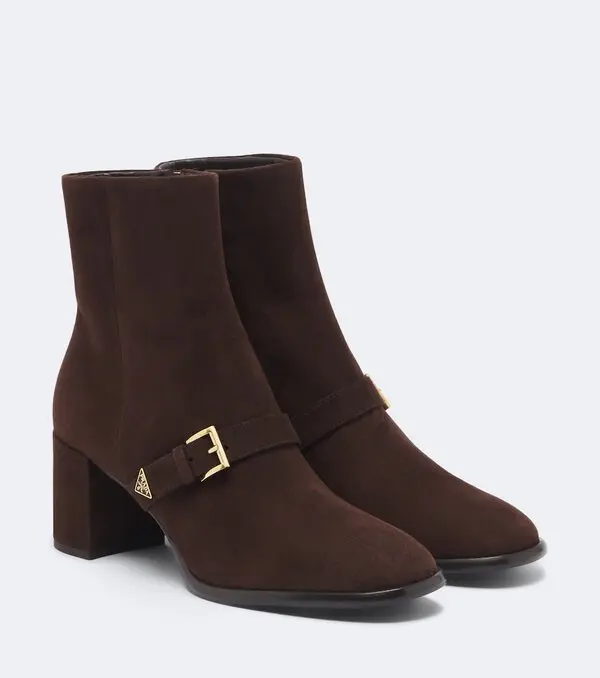 Prada Suede Ankle Boots - Brown