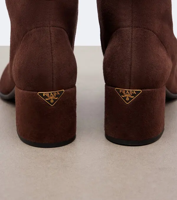 Prada Suede Ankle Boots - Brown