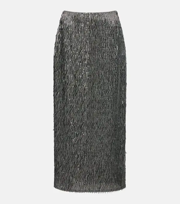 Erdem Sequined High-rise Pencil Skirt - Silver