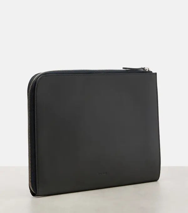 THE ROW Portfolio Leather Pouch - Black