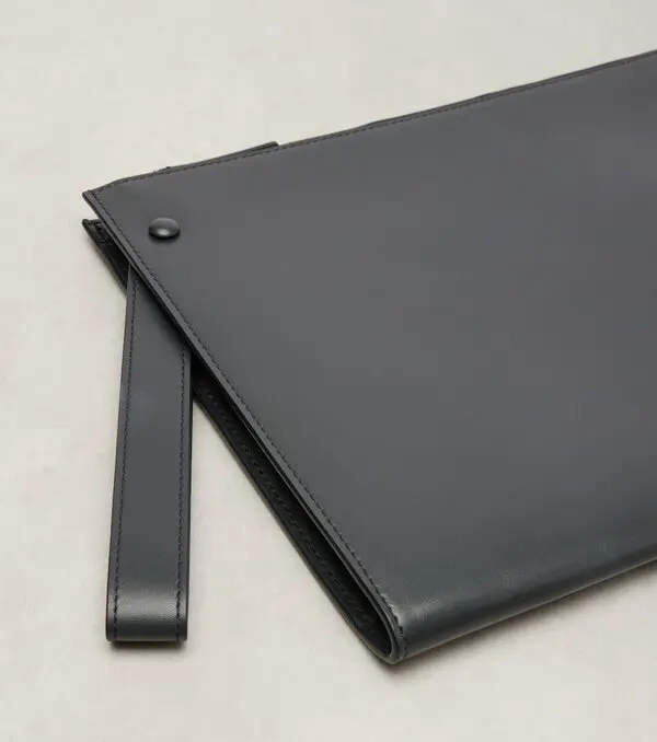 THE ROW Portfolio Leather Pouch - Black