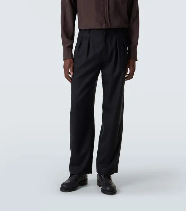 THE ROW Corley Virgin Wool Flannel Wide-leg Pants