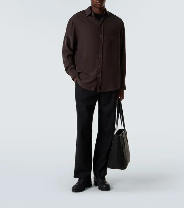 THE ROW Corley Virgin Wool Flannel Wide-leg Pants